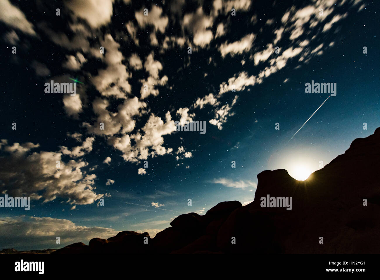 Sky Night With Moon and Canyons in Utah Stock Photo - Alamy