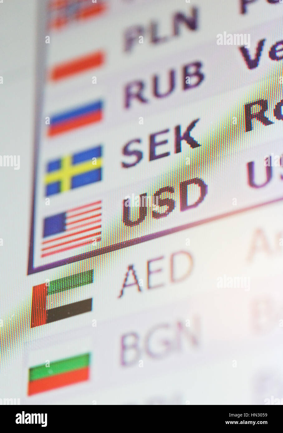 digital display with currency exchange rates Stock Photo - Alamy