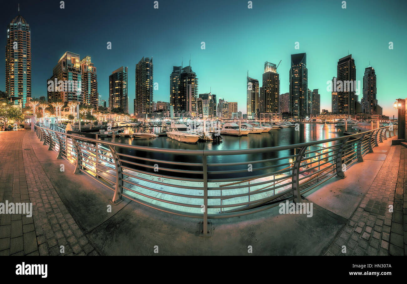 Panoramic view of Dubai Marina bay, UAE Stock Photo - Alamy