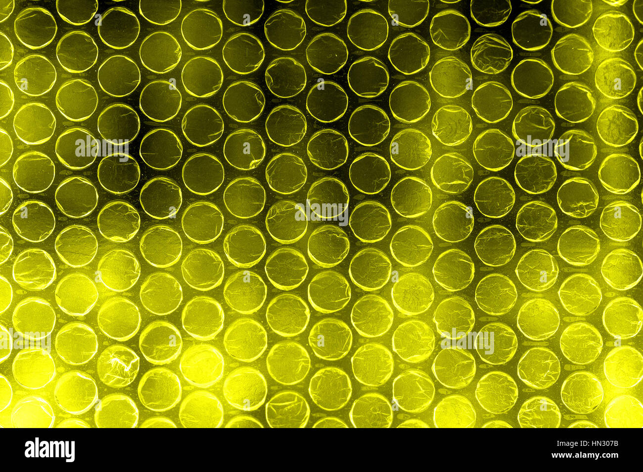 Plastic polymer bubble wrap in high contrast vivid yellow color Stock ...