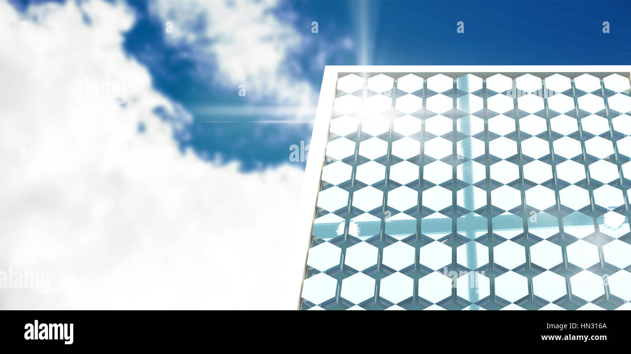 Solar panel with hexagon shape against low angle view of sky Stock ...