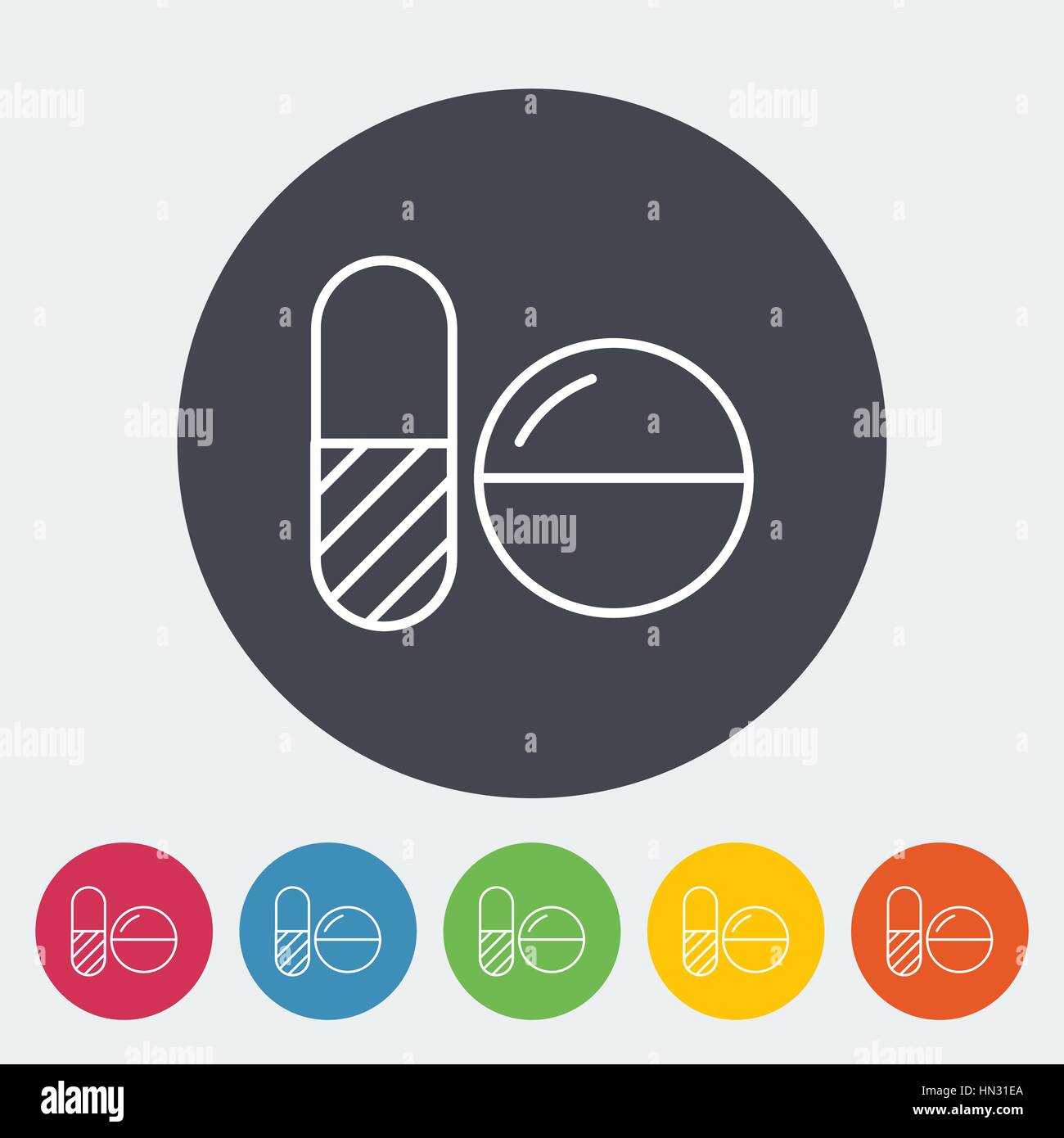 Contraceptive pills. Single flat icon on the button. Vector ...
