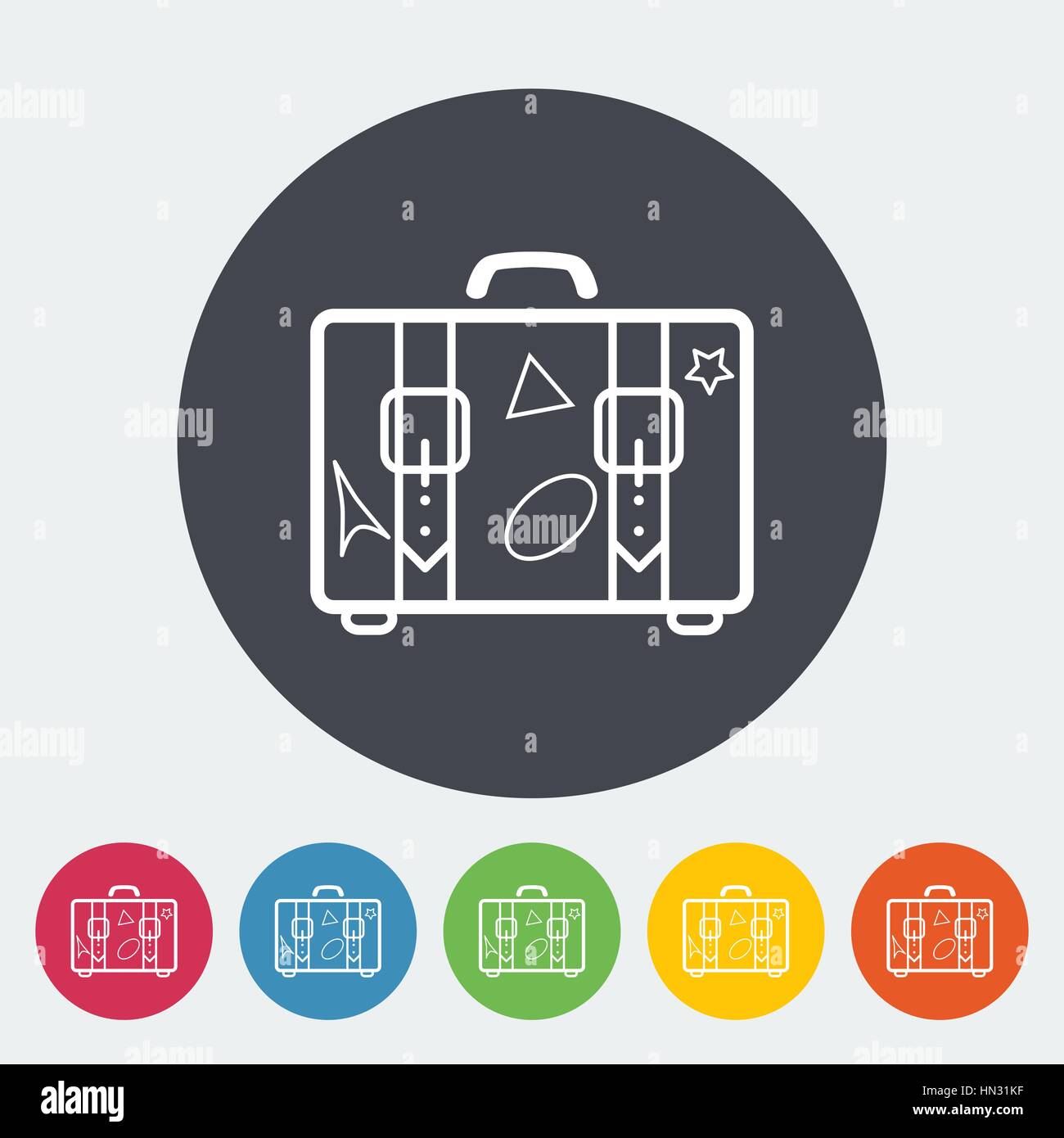 Suitecase. Single flat icon on the button. Vector illustration Stock ...