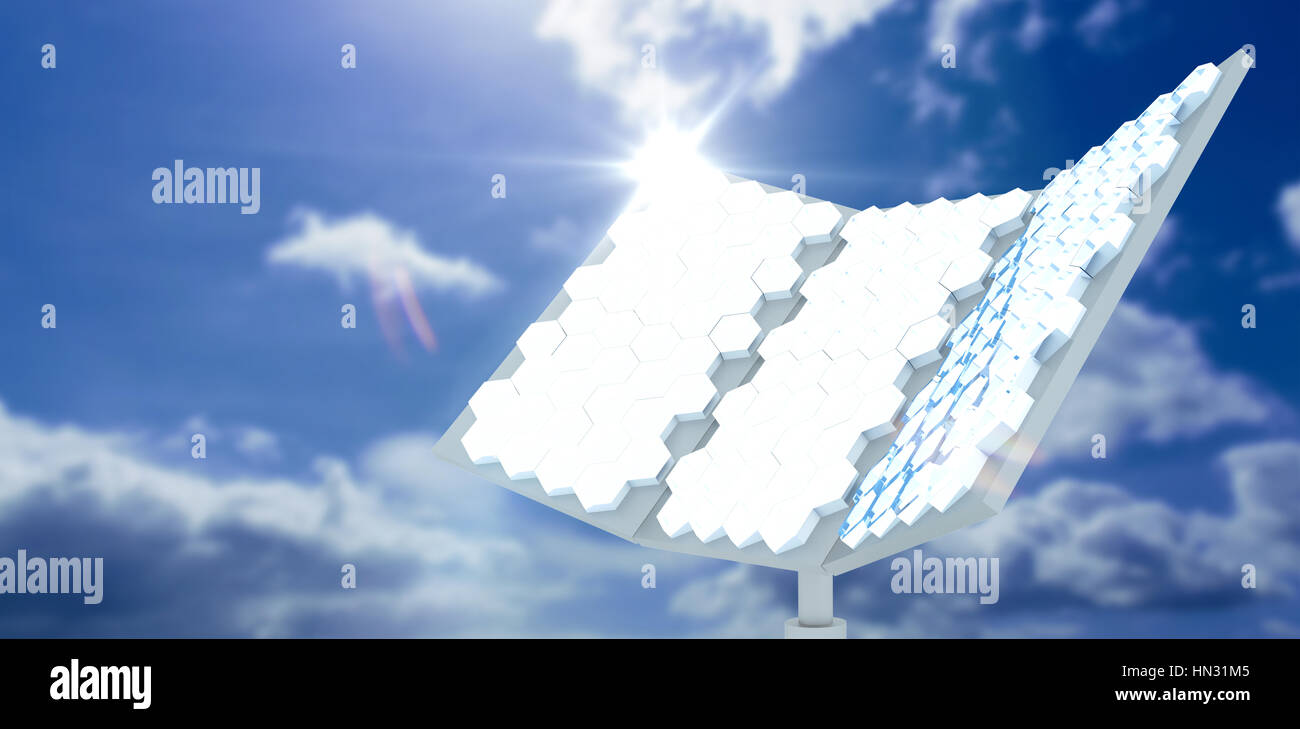 Vector image of hexagon shaped solar panel against blue sky Stock Photo ...