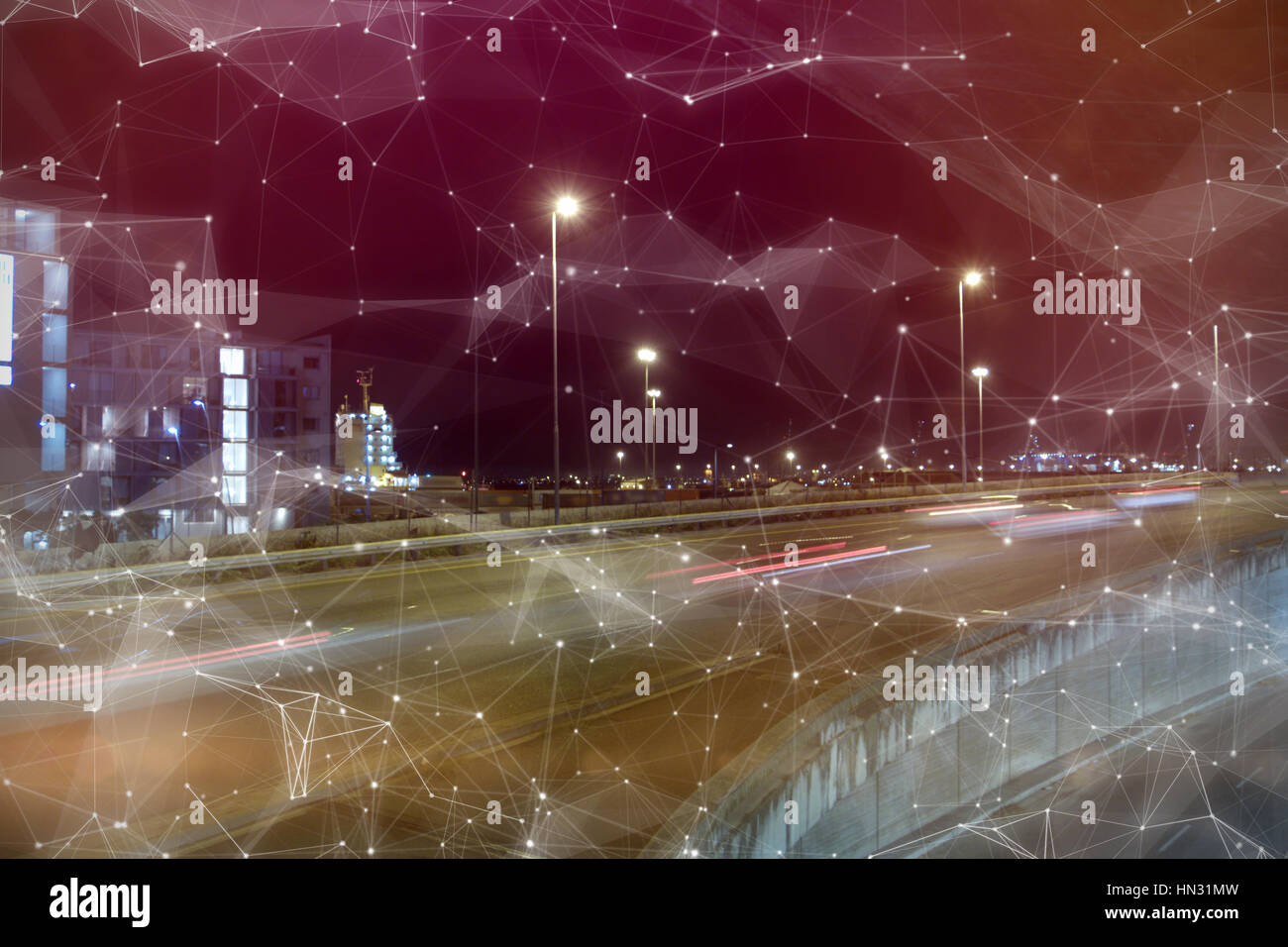 Constellation between stars against illuminated city street Stock Photo ...