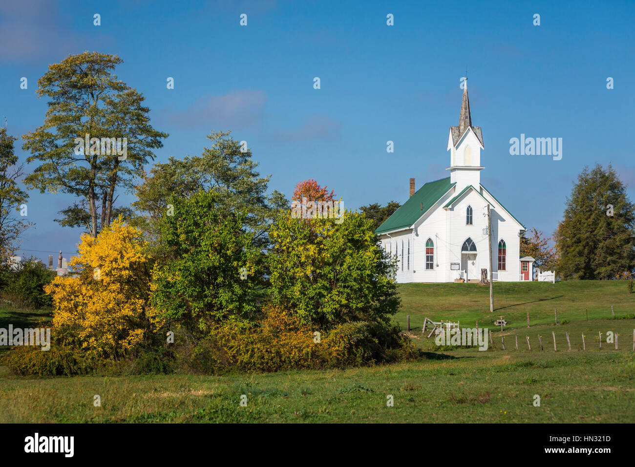 Small church steeple fall hi-res stock photography and images - Alamy