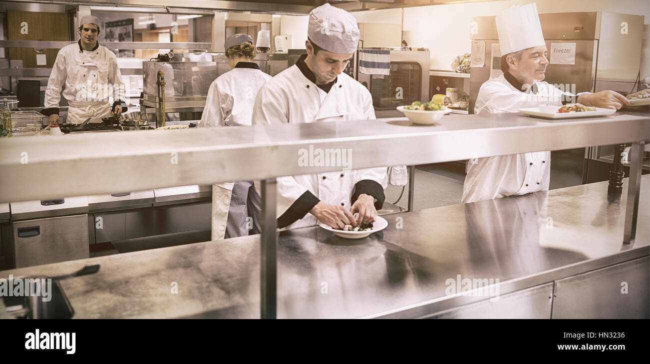 Team of chefs working in professional kitchen Stock Photo - Alamy