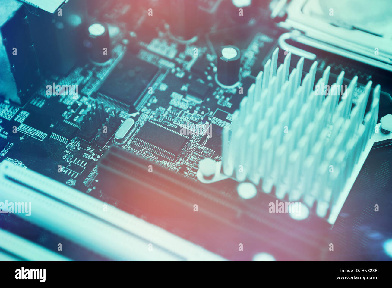 Close-up of electronic circuit board with processor Stock Photo - Alamy