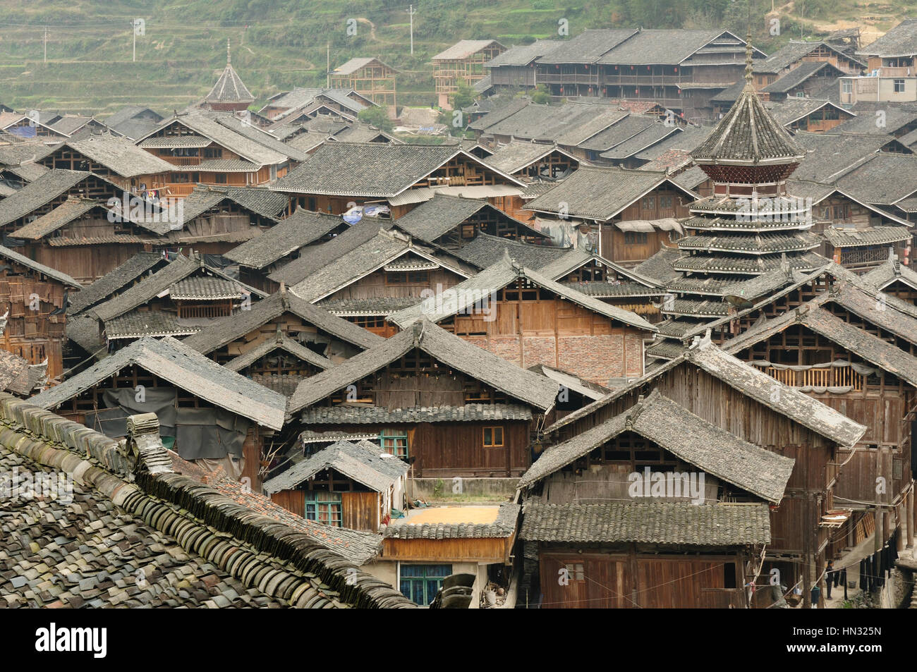 Zhaoxing - gorgeous Dong village is packed whit traditional wooden ...