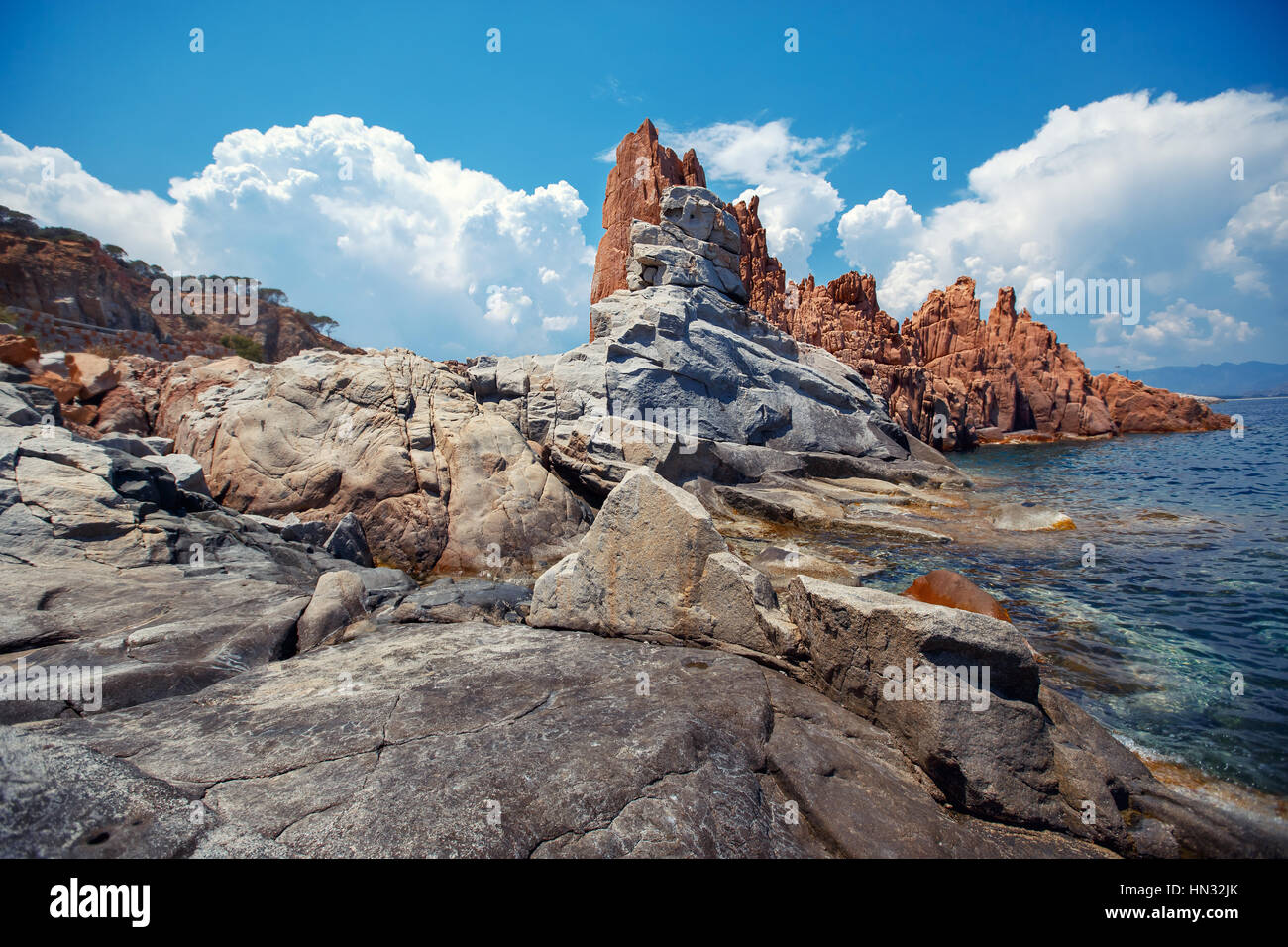 Red rocks and turquoise water of Arbatax, Sardinia Stock Photo - Alamy