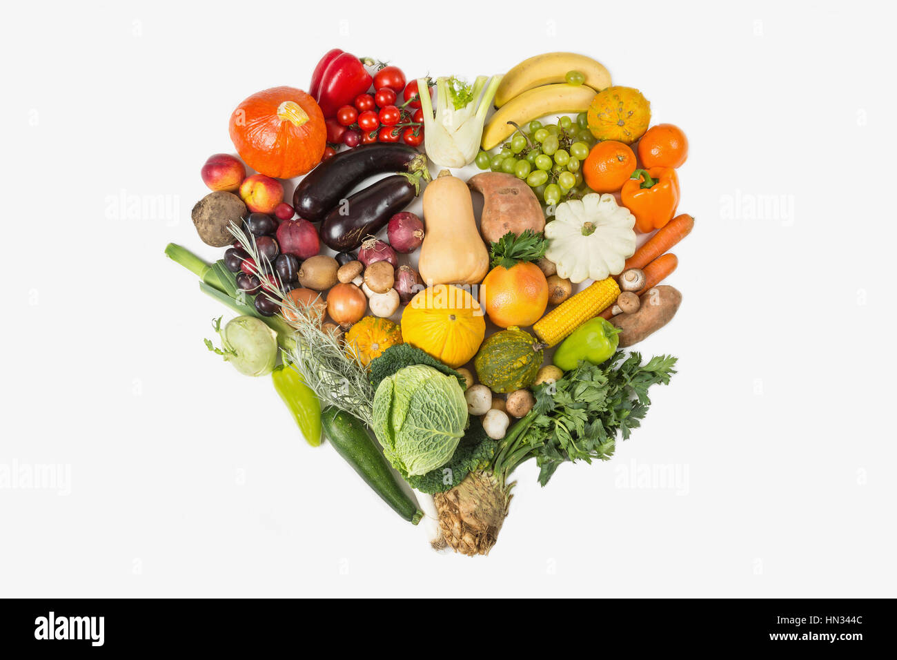 Fruits and vegetables are heart healthy. Heart of vegetables and fruits ...