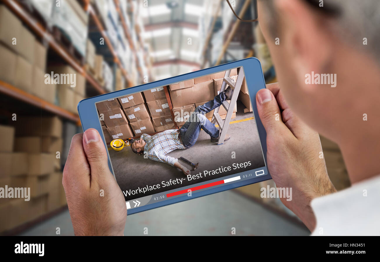 Fast forward sign on digitally generated blank screen against man using ...