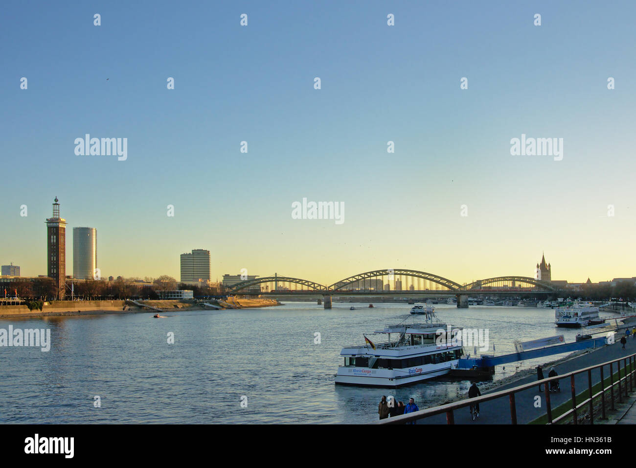 View on river Rhine in Cologne Stock Photo - Alamy