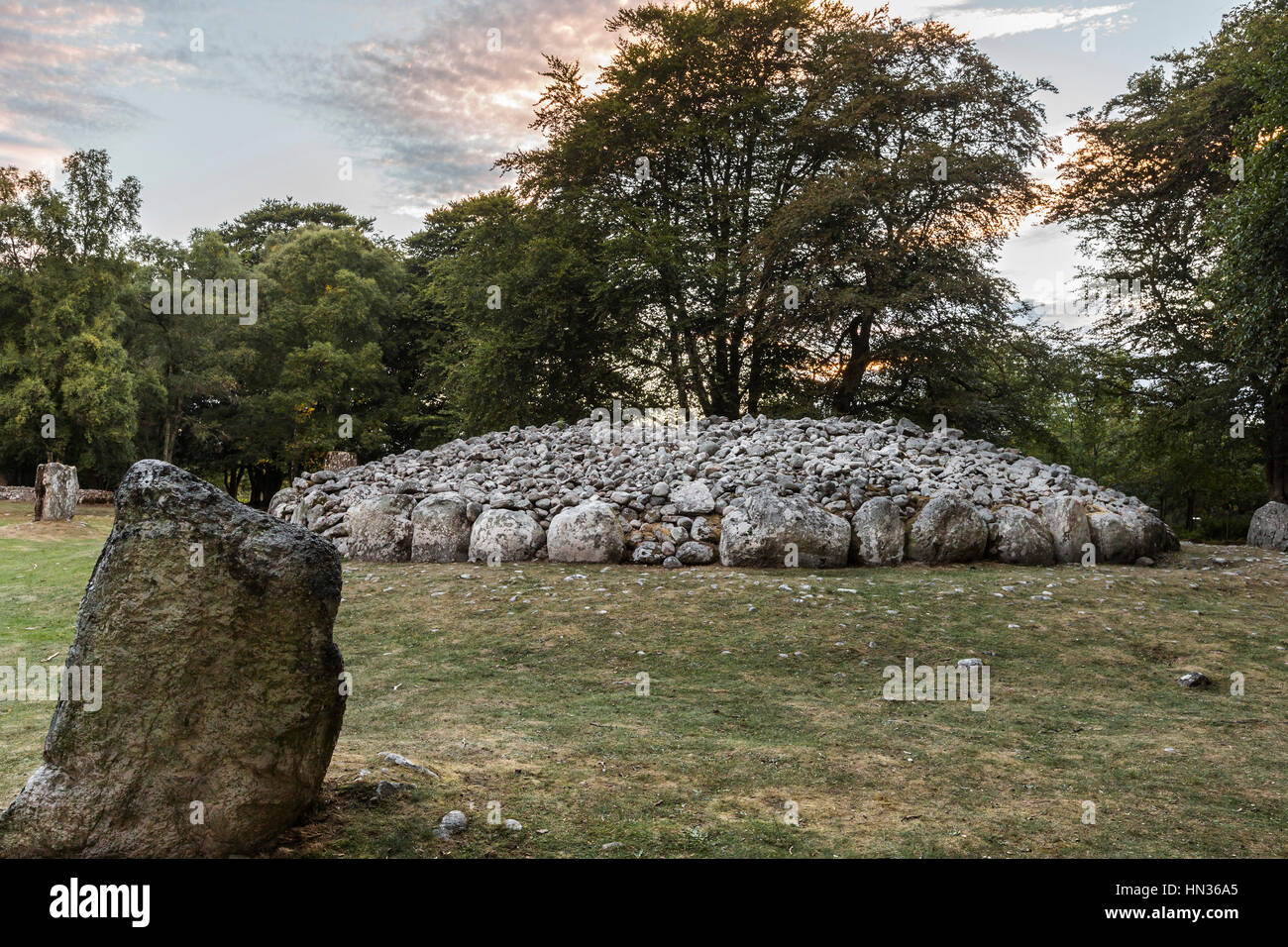 Neolithic Burial Cairns at Clava Cairns near Culloden in Invernessshire ...