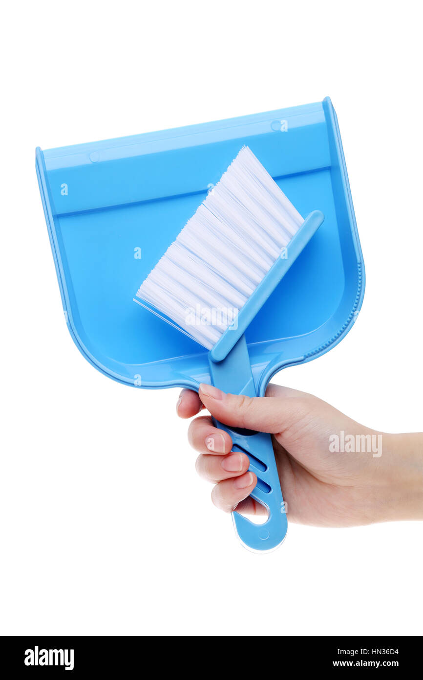 Hand holding dustpan isolated on white background Stock Photo - Alamy