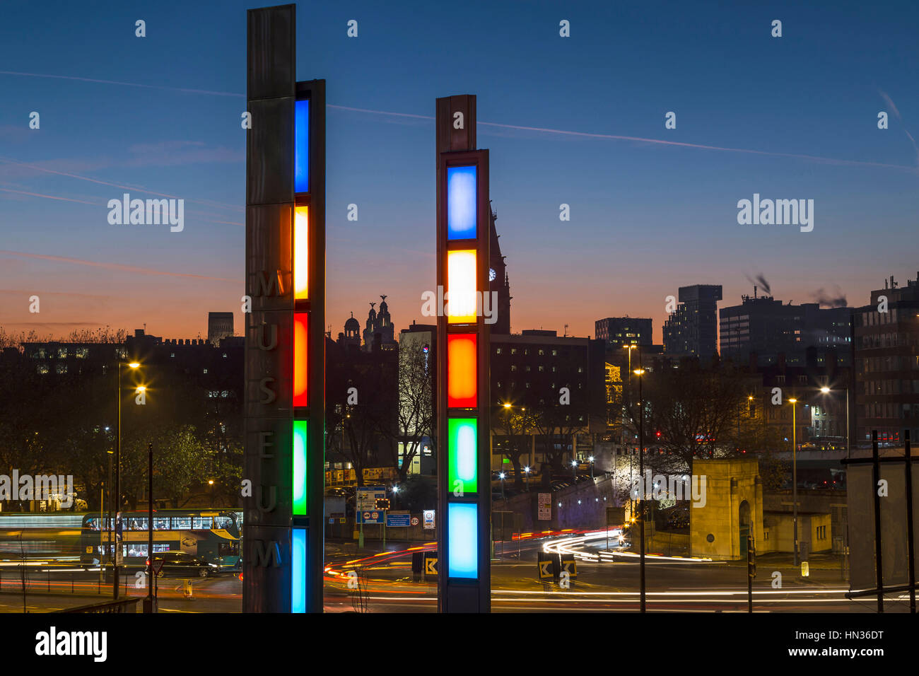 Cars navigate a roundabout at entrance to the Birkenhead tunnel in ...