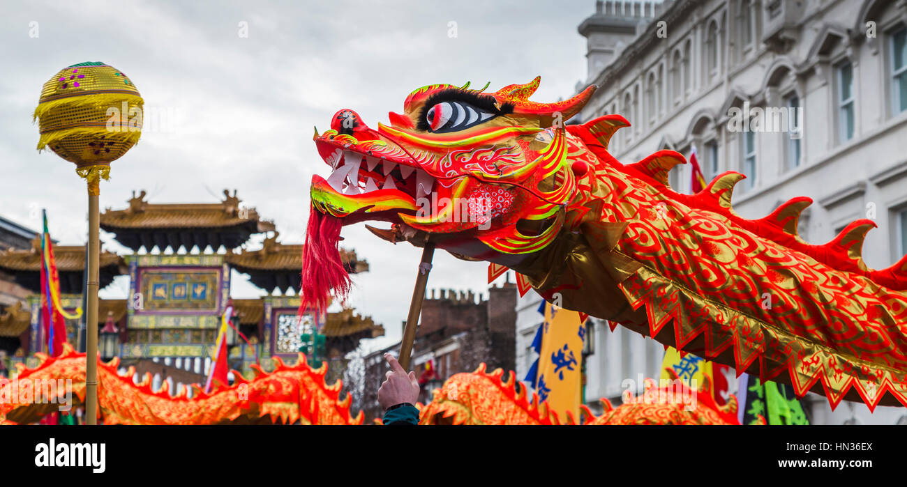 Dragon dance panorama at Chinese New Year celebrations Stock Photo - Alamy