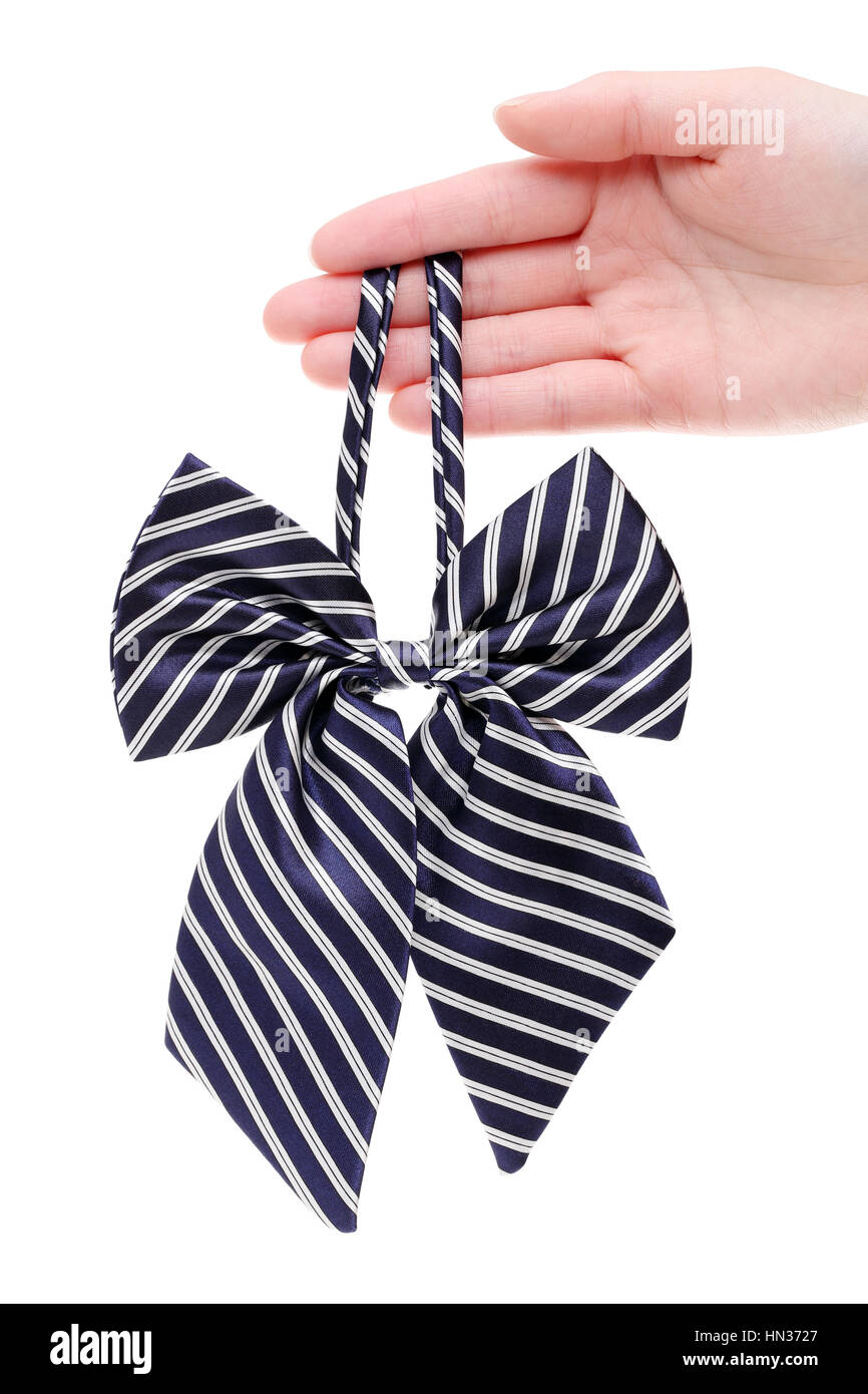 Hand holding bow tie for woman isolated on white background Stock Photo ...