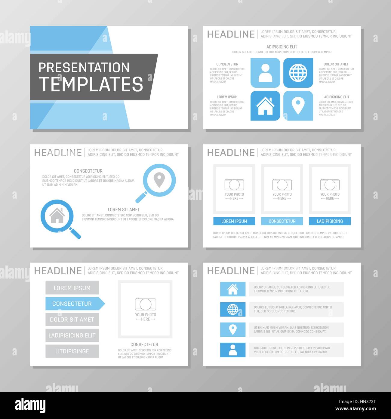 Vector template for presentation slides with graphs and charts Stock ...