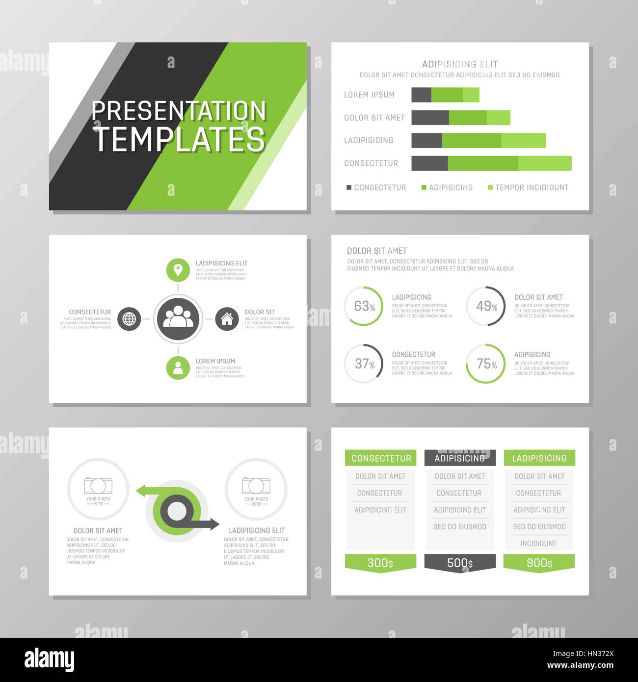 Vector template for presentation slides with graphs and charts Stock ...