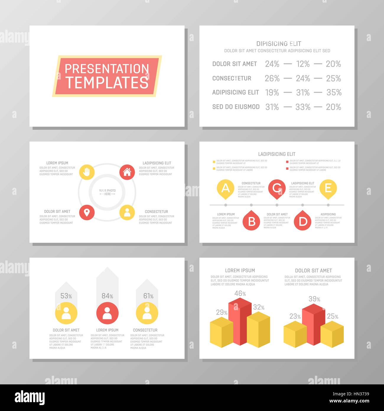 Vector template for presentation slides with graphs and charts Stock ...