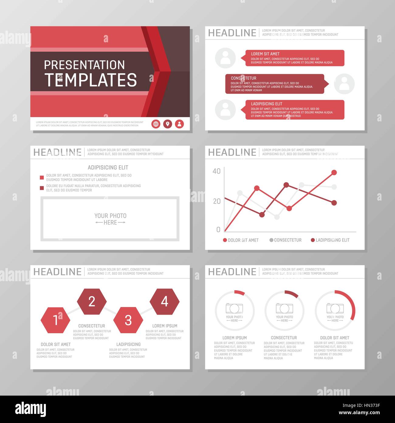 Vector template for presentation slides with graphs and charts Stock ...