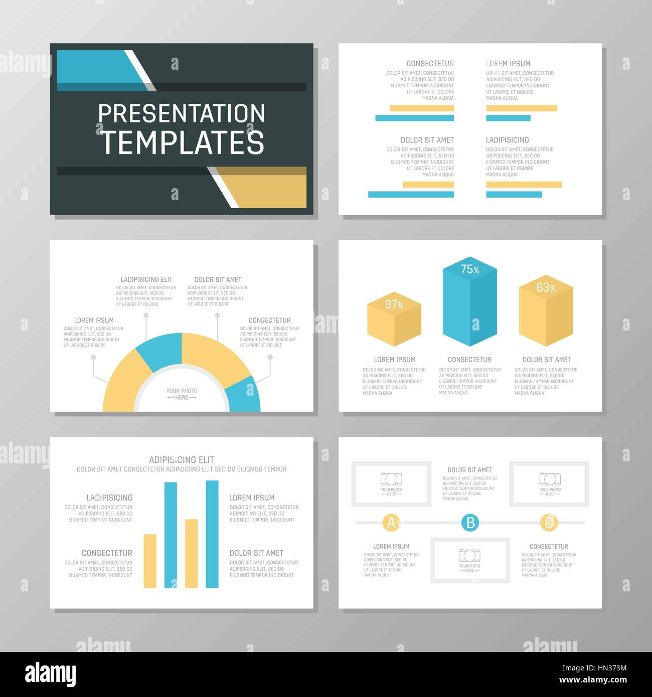 Vector template for presentation slides with graphs and charts Stock ...