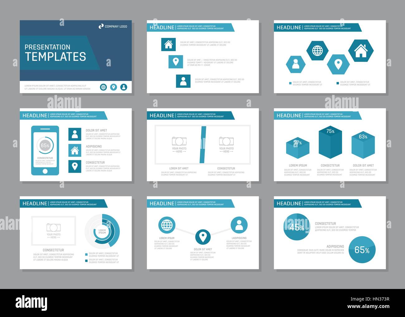 Vector template for presentation slides with graphs and charts Stock ...