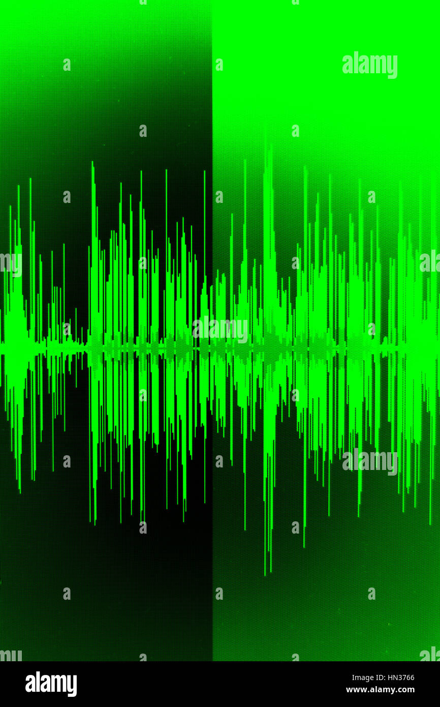 Sound recording studio audio wave on computer screen in professional ...