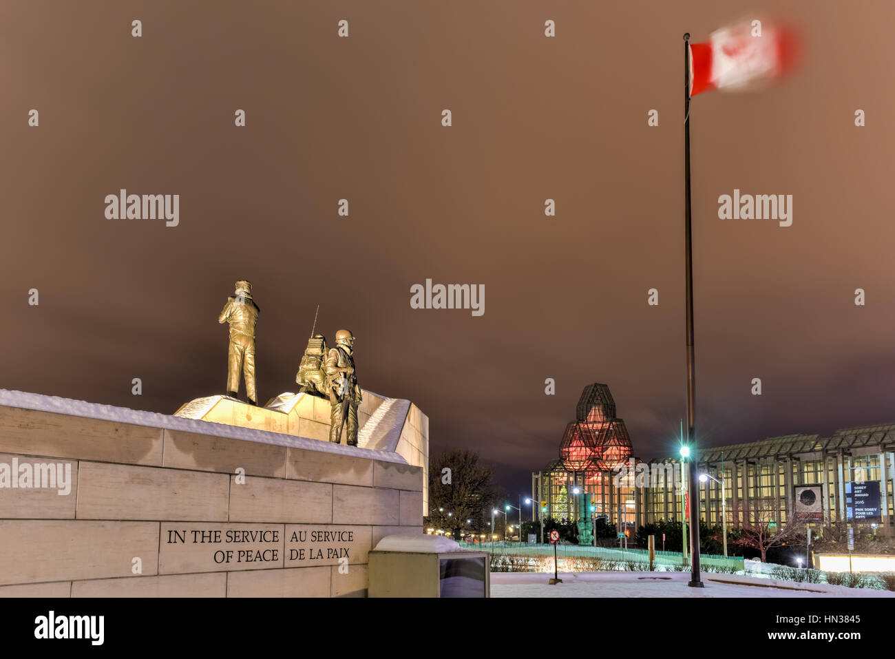 Reconciliation: The Peacekeeping Monument in Ottawa, Canada at night ...