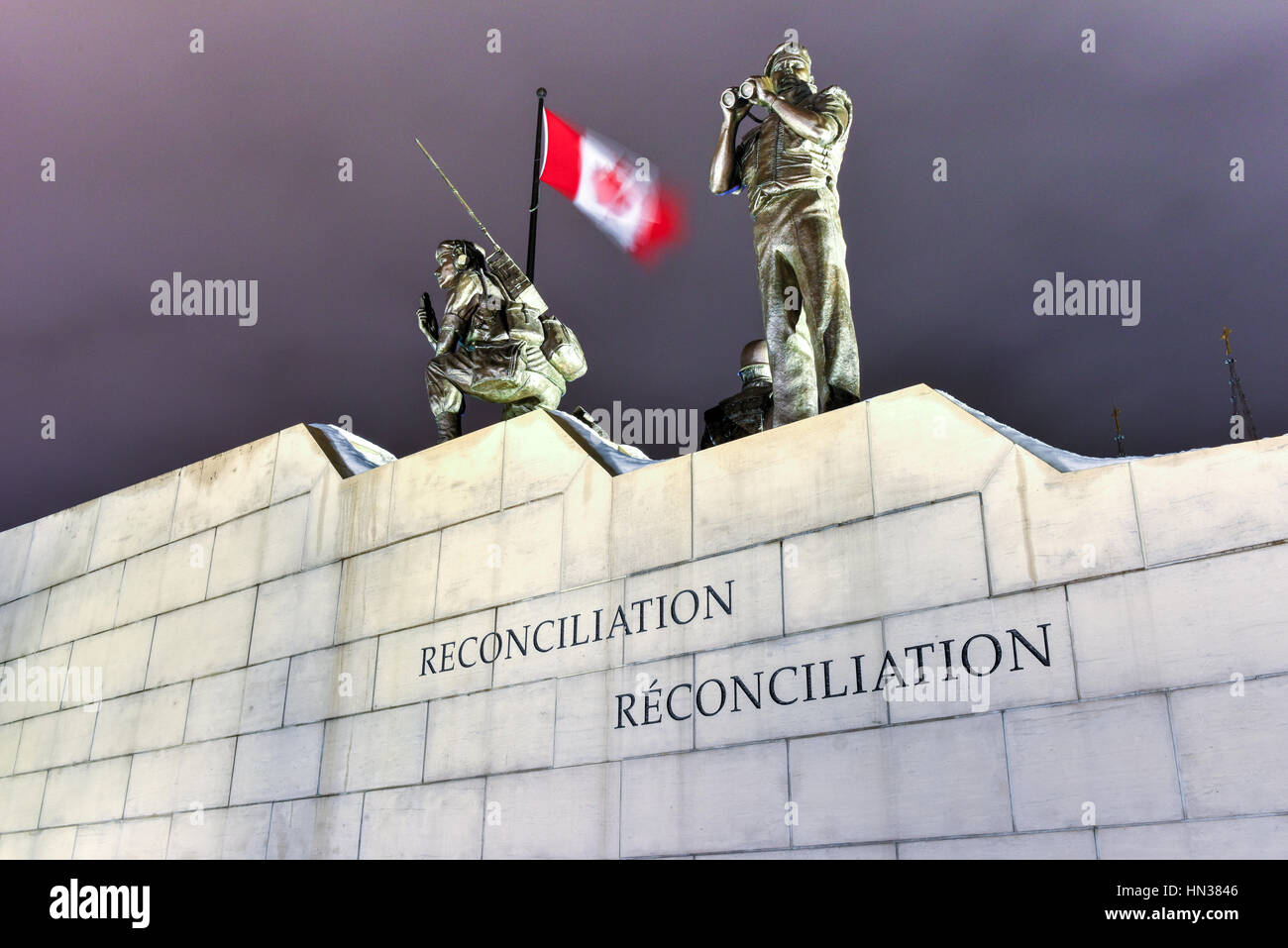Reconciliation: The Peacekeeping Monument in Ottawa, Canada at night ...