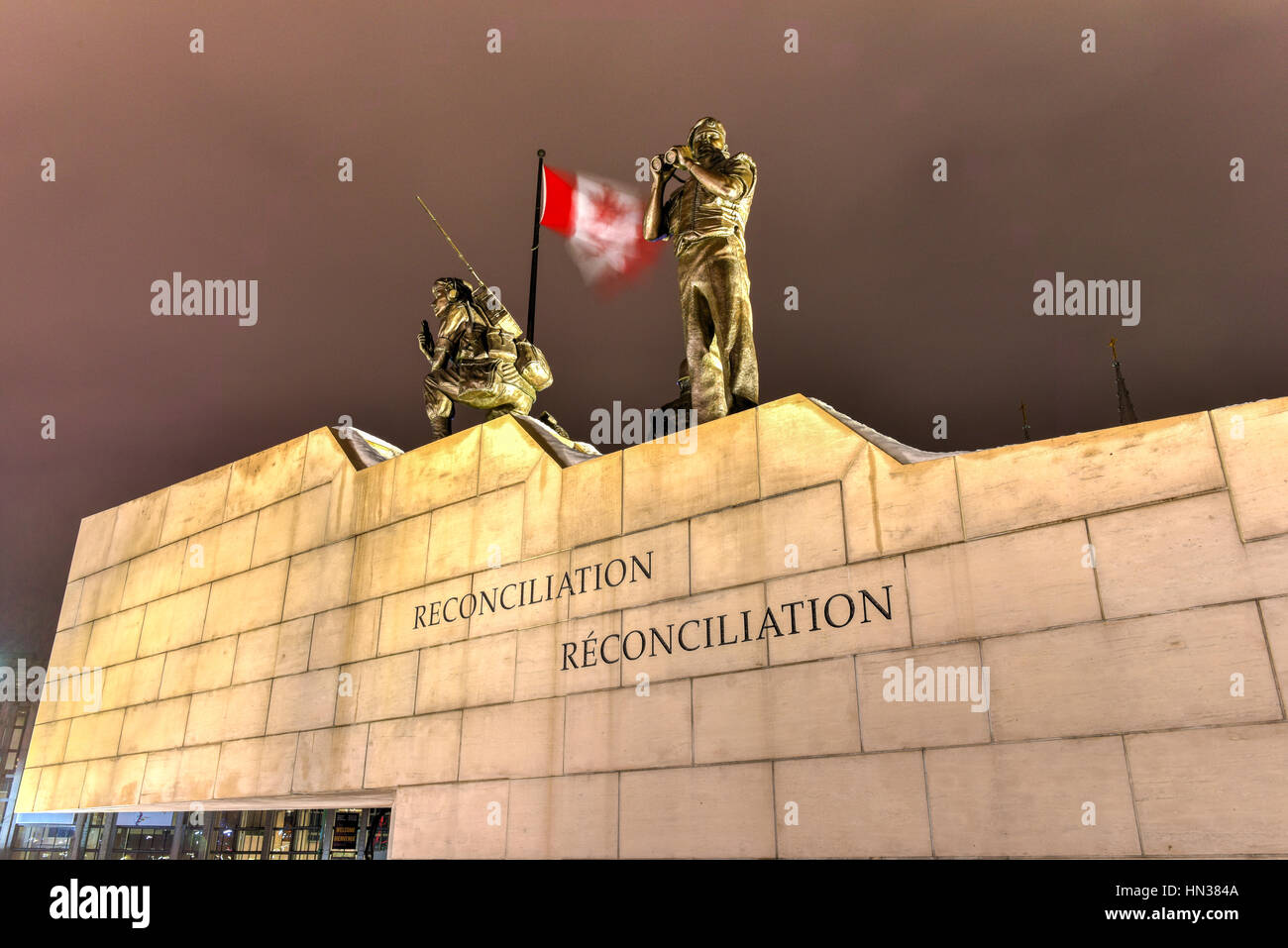 Reconciliation: The Peacekeeping Monument in Ottawa, Canada at night ...