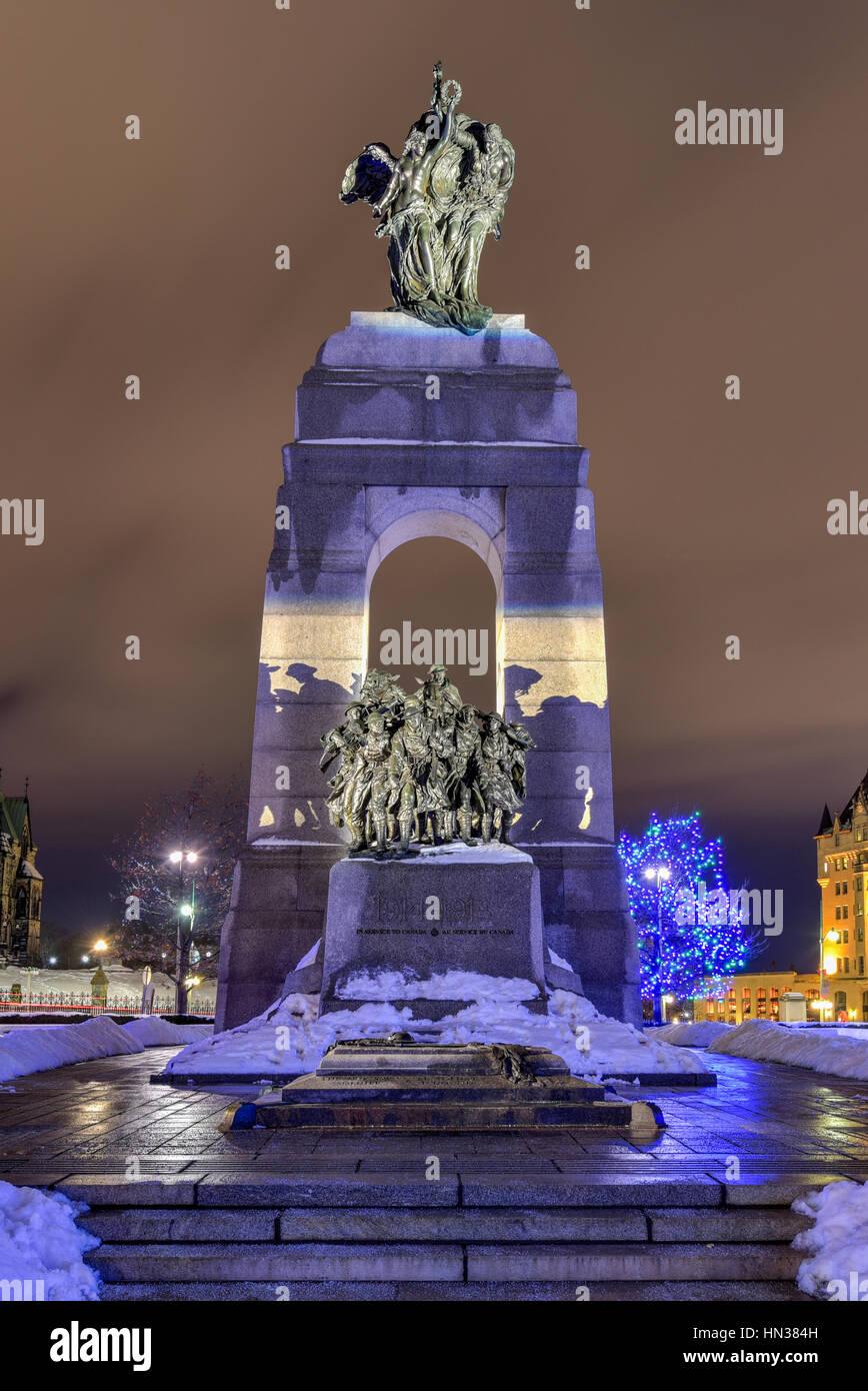 The National War Memorial, is a tall granite cenotaph with accreted ...