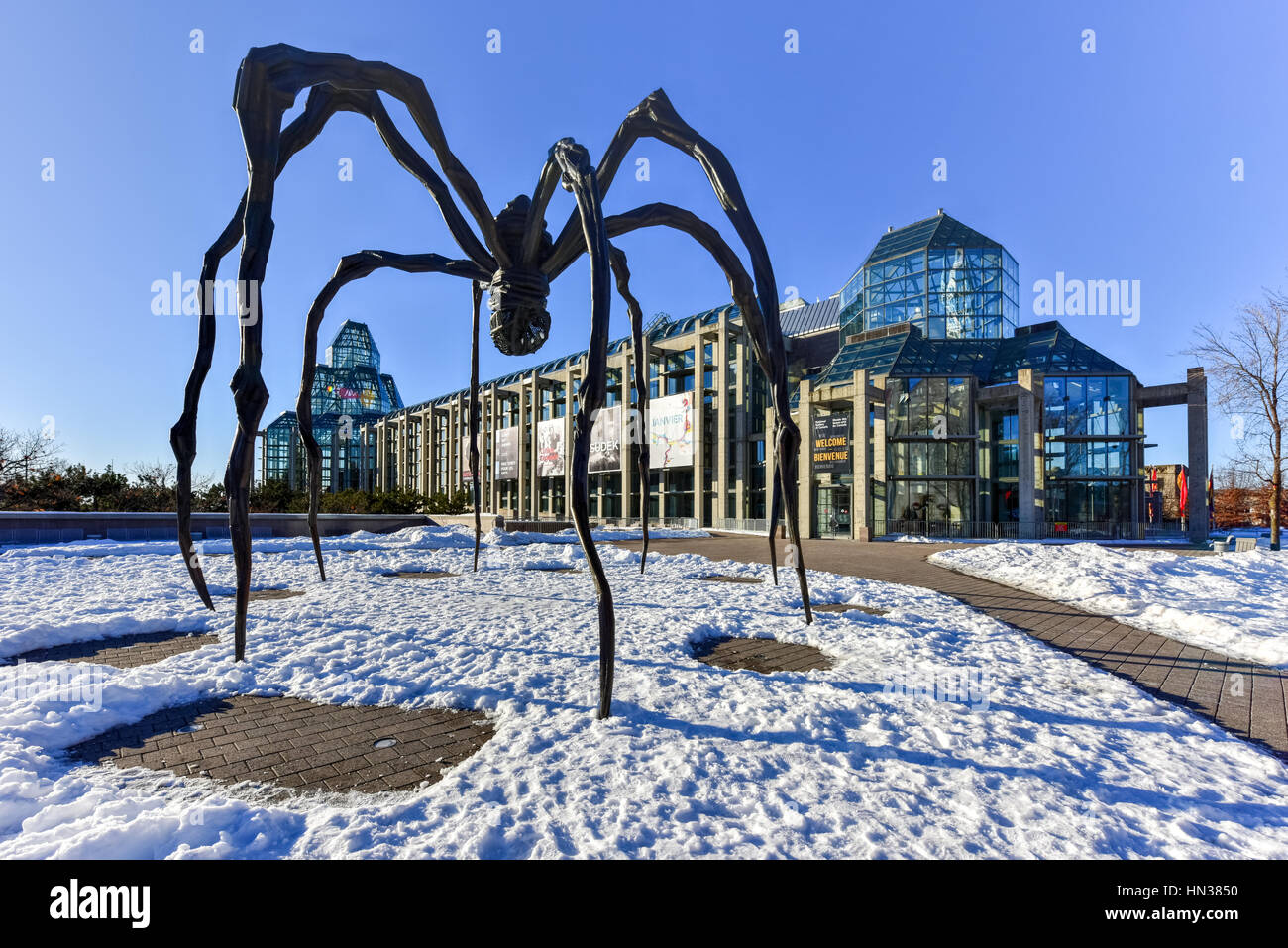 Spider sculpture in front the National Gallery of Canada, located in ...