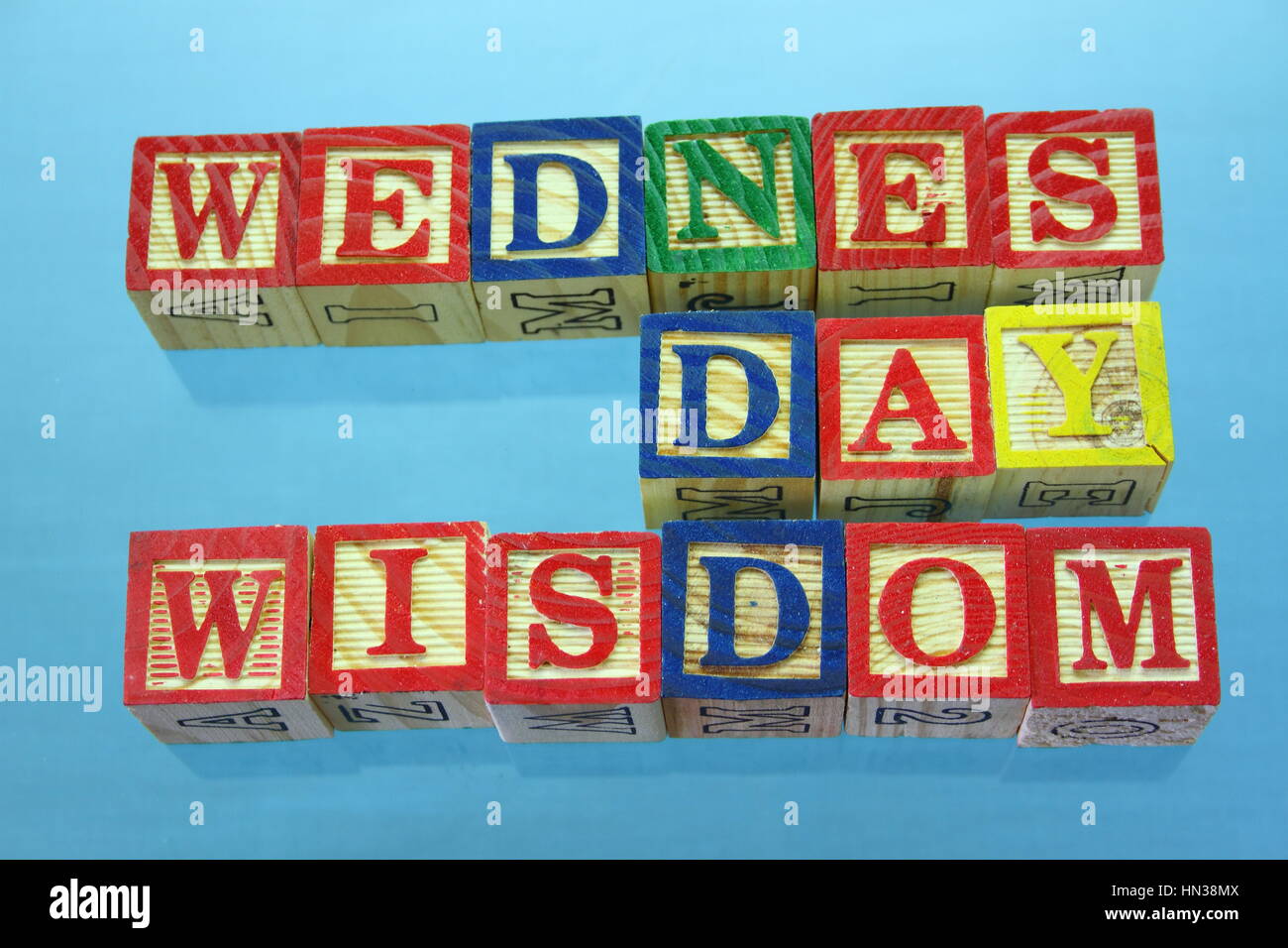 The term Wednesday Wisdom displayed on a clear blue background using ...