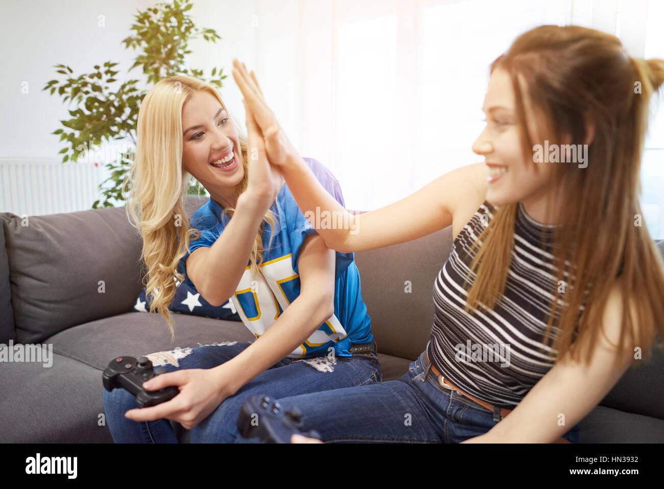 High five for great game Stock Photo - Alamy