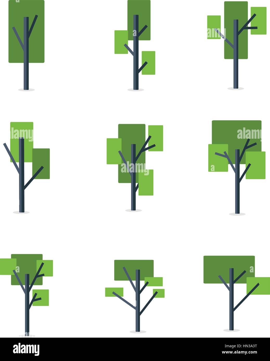 Set of tree various vector flat Stock Vector Image & Art - Alamy