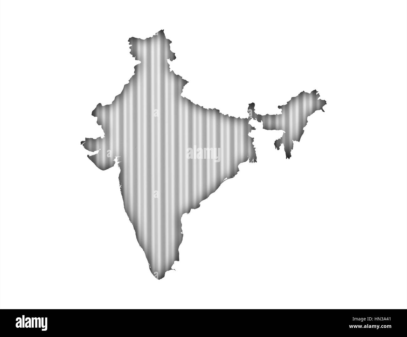 India Map Black Outline With Shadow On White Background India Map