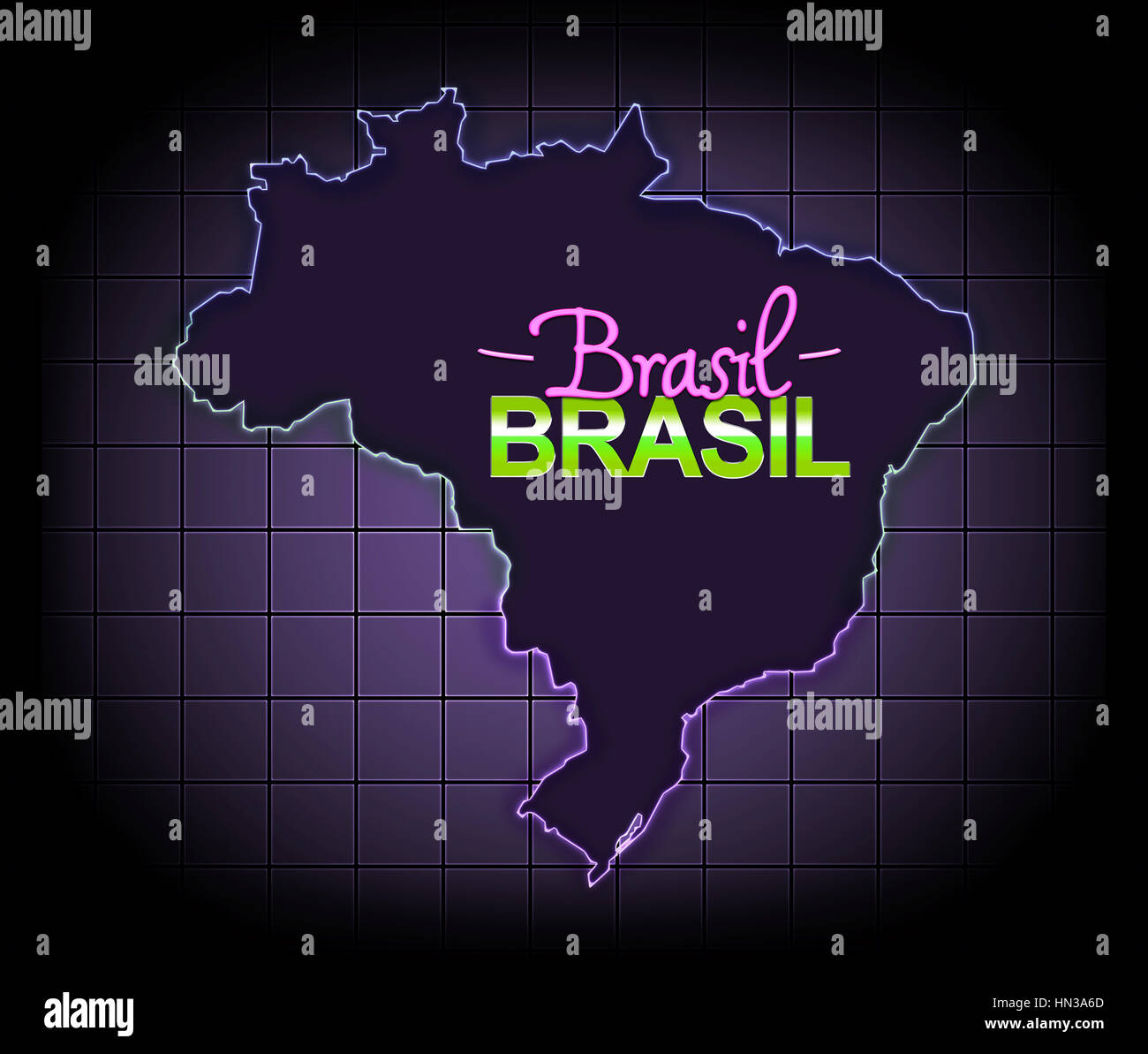 Brazil map eighties led advertisment style Stock Photo - Alamy
