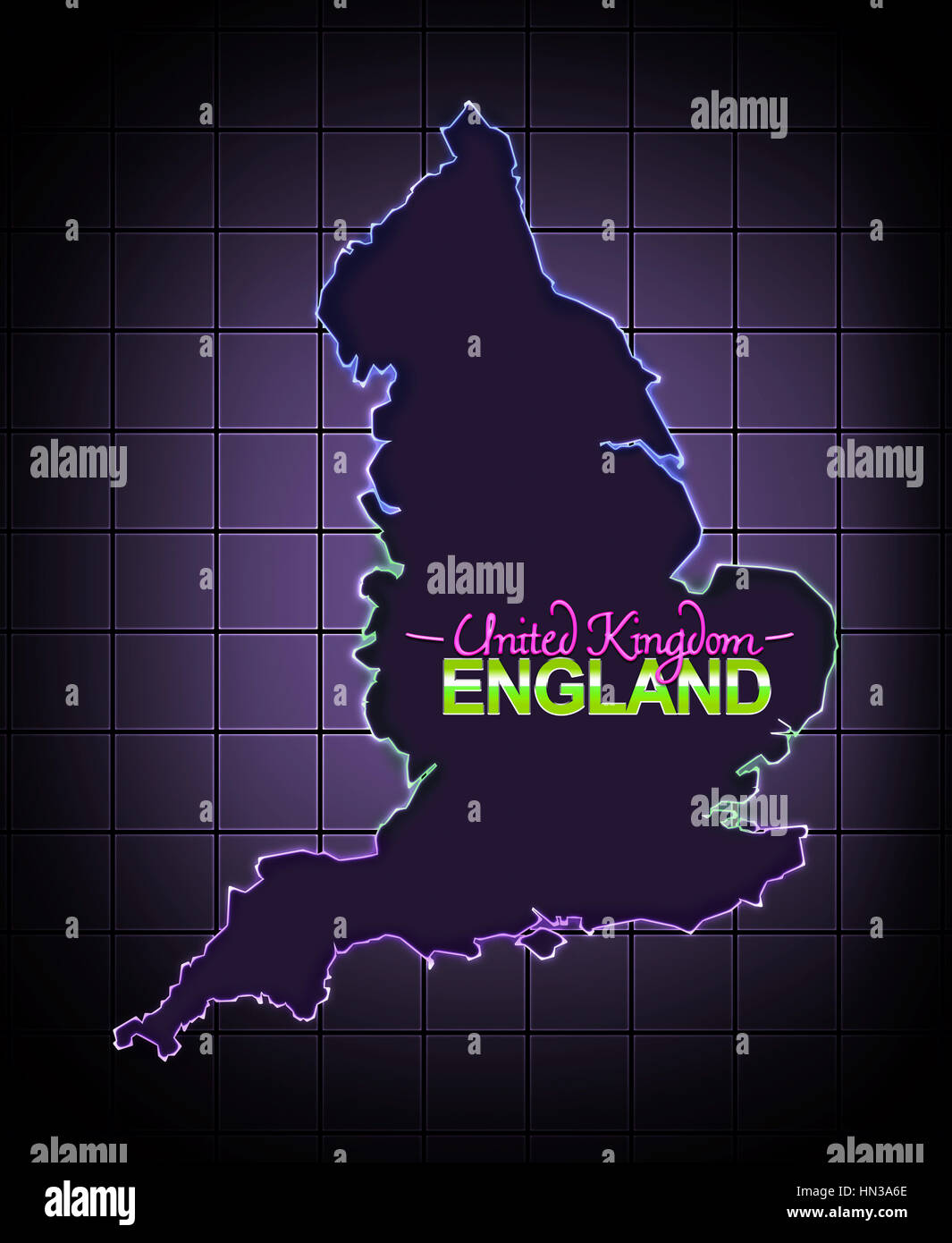 England map eighties led advertisment style Stock Photo - Alamy