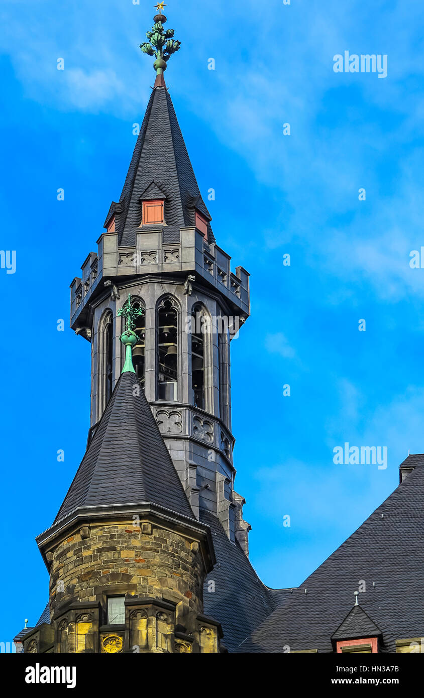The Aachen Cathedral Tower, also High Aachen Cathedral, Germany Stock ...