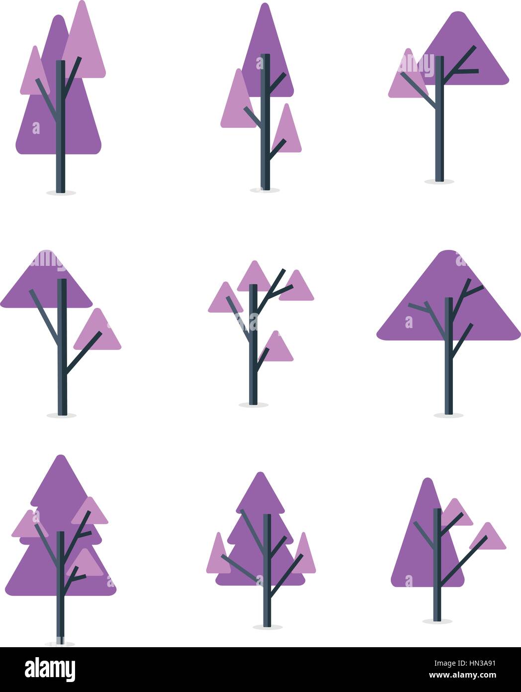 Set of tree vector flat Stock Vector Image & Art - Alamy