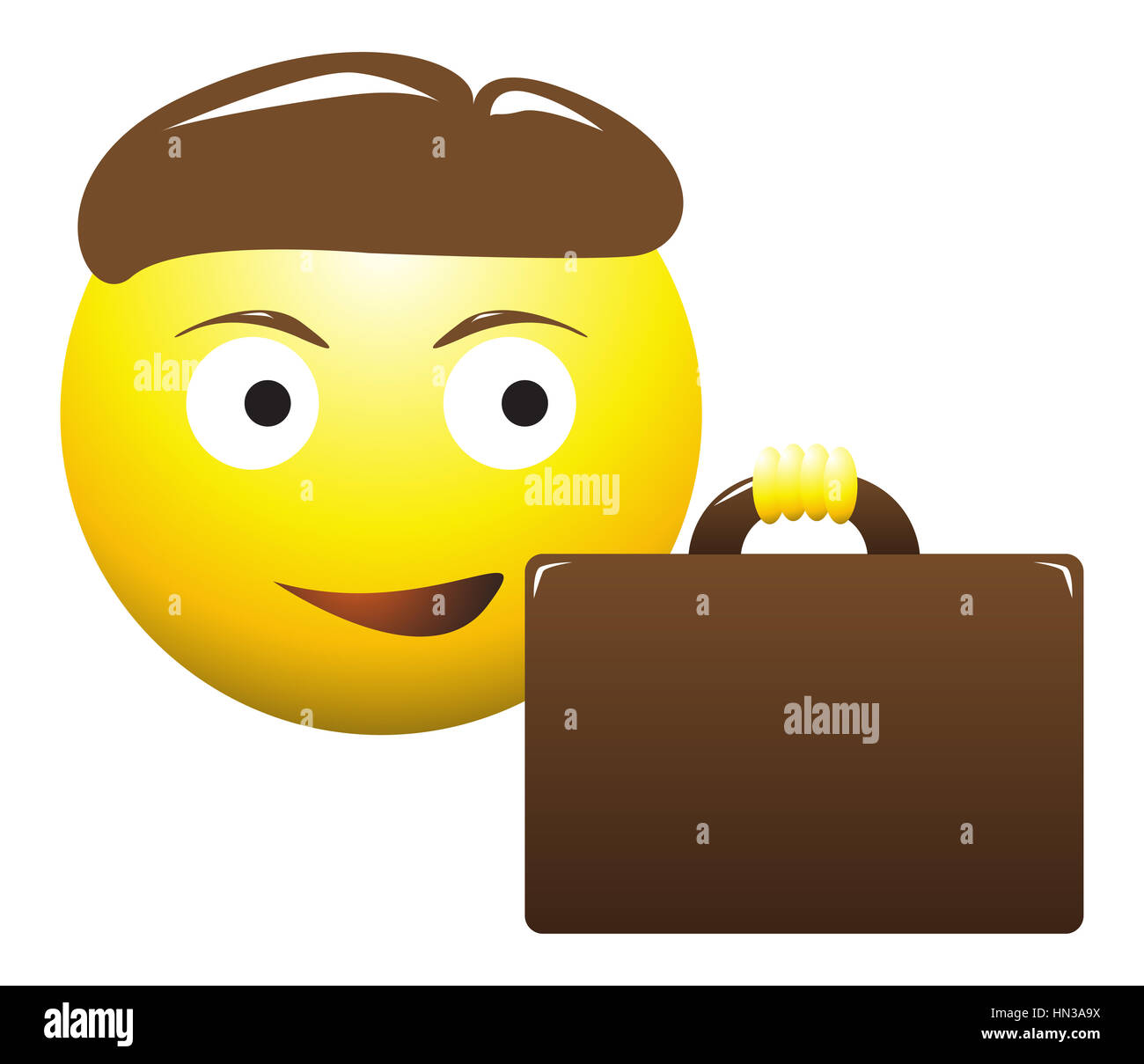 A business man emoticon with case isolated on a white background Stock ...