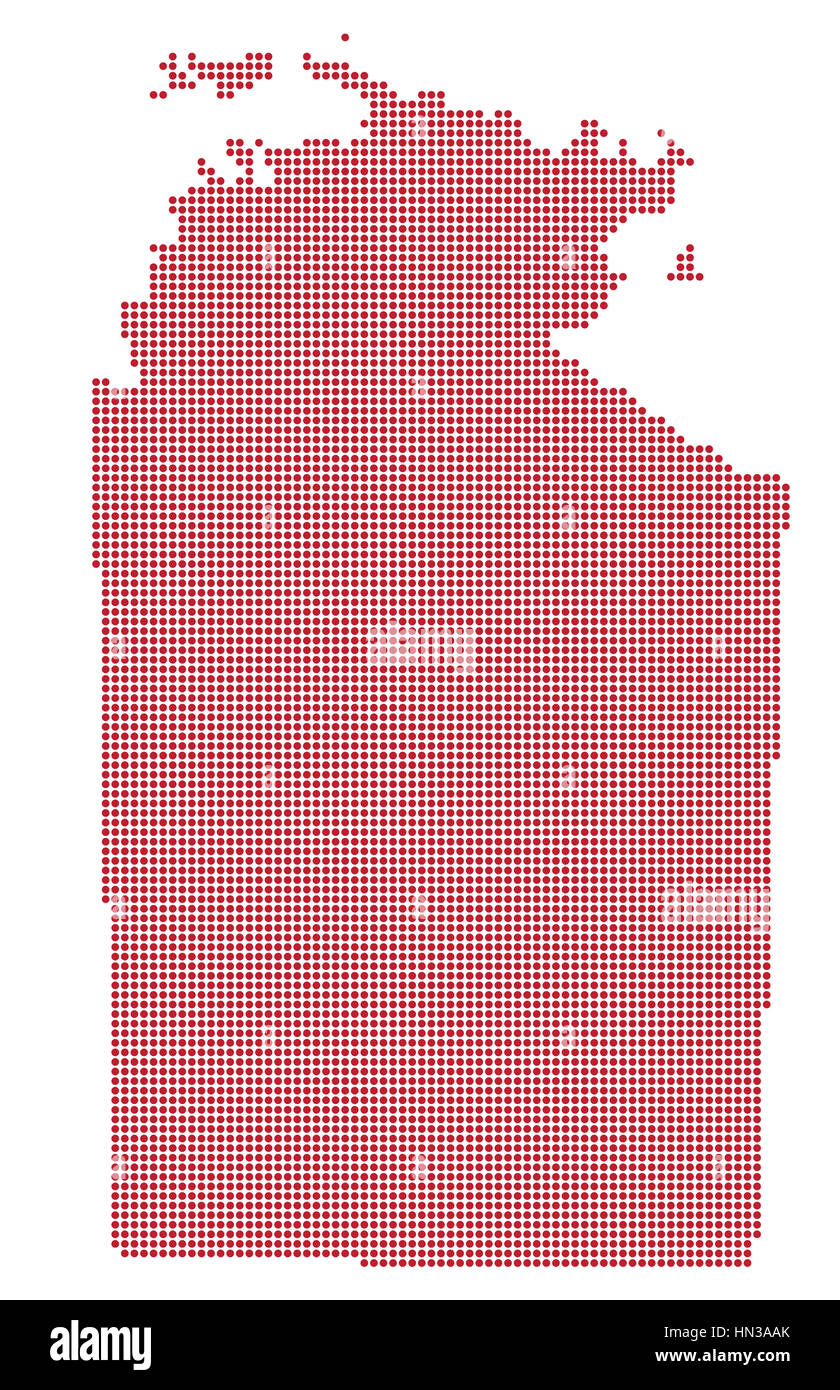 A Northern Territory Australia dot map isolated on a white background ...