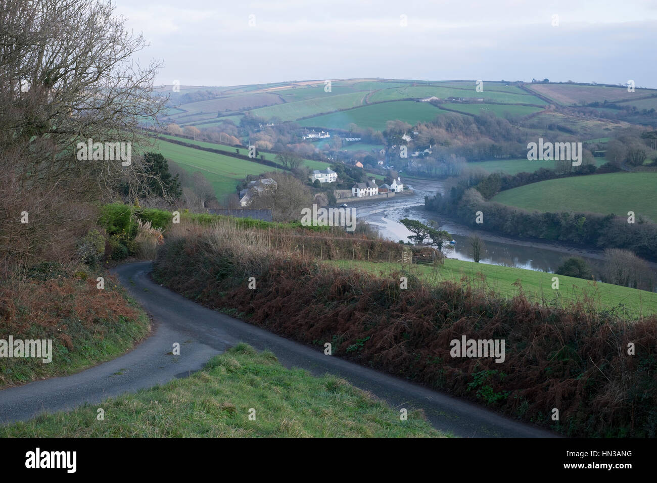 View of the Kingsbridge Estuary at South Pool, Devon Stock Photo - Alamy