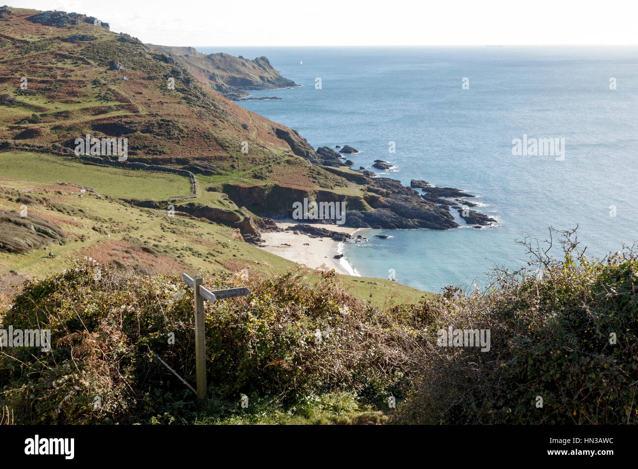 Gara Rock beach, Near East Prawle, Devon. Stretch of coastline on the ...