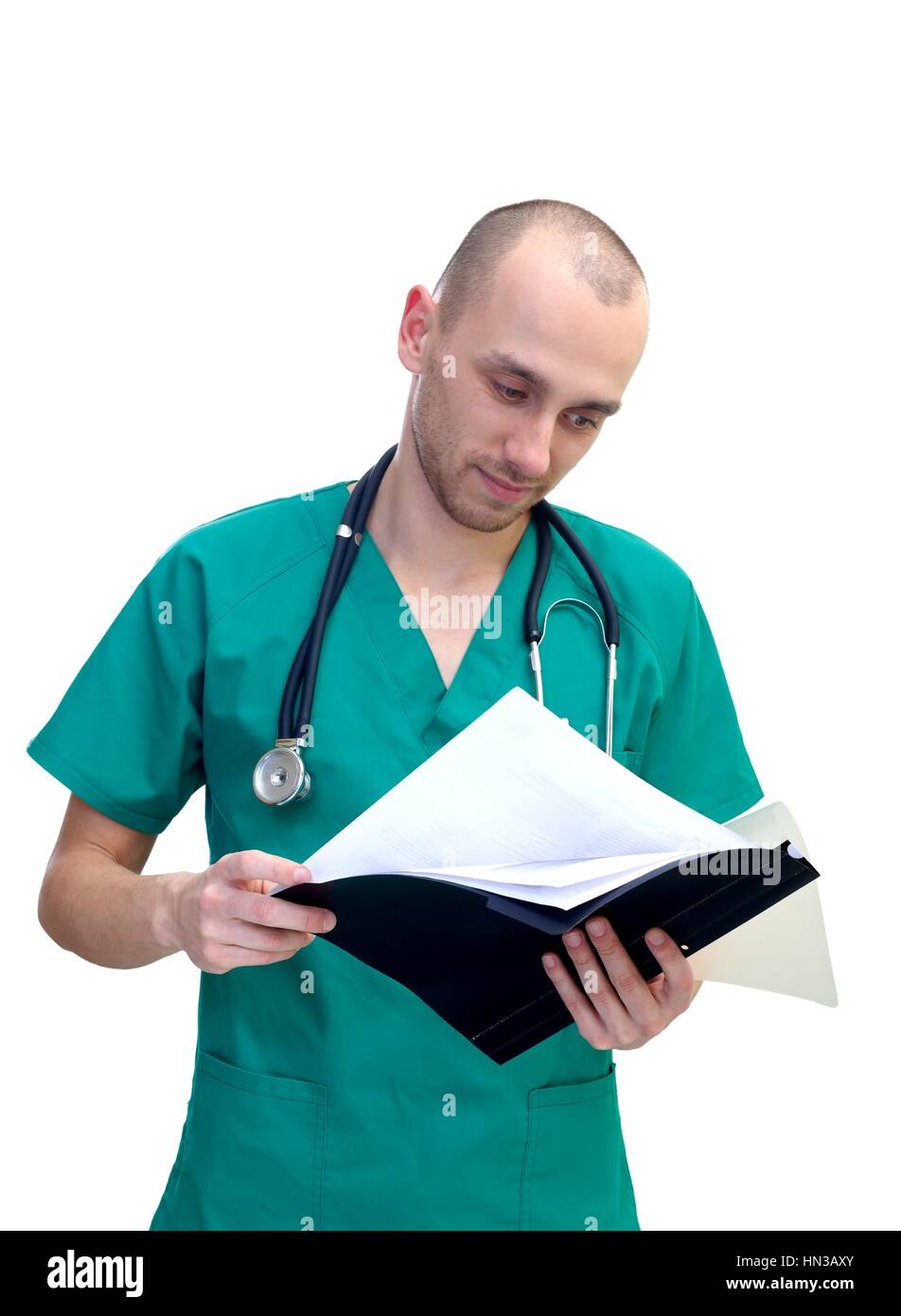 Portrait of a confident doctor holding files Stock Photo - Alamy