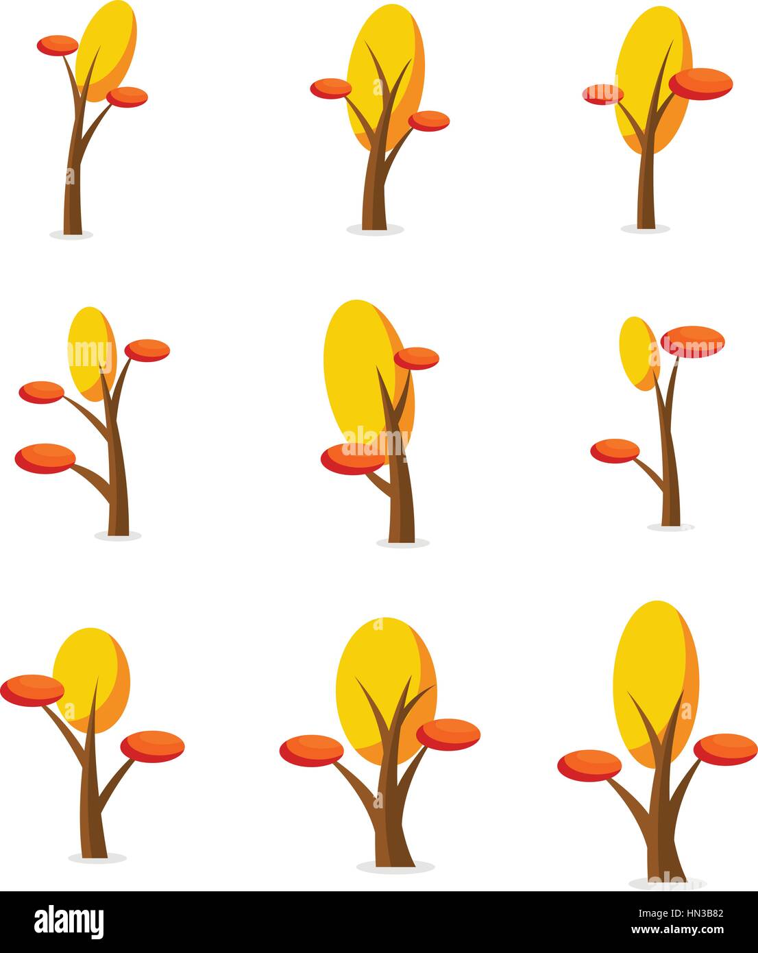 Vector illustration of yellow tree set Stock Vector Image & Art - Alamy