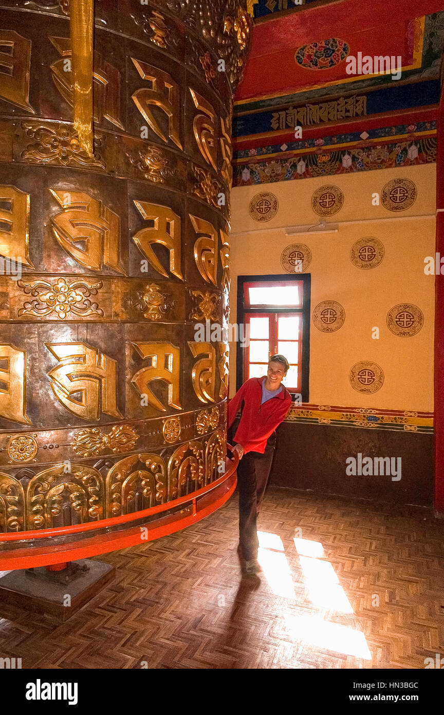 Happy Man Spinning A Giant Prayer Wheel At Tashiding Monastery, Sikkim ...