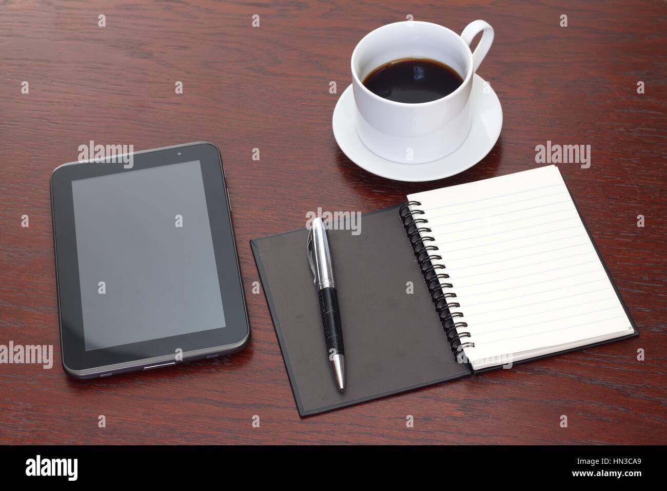 Close up of an office desk in the morning Stock Photo - Alamy